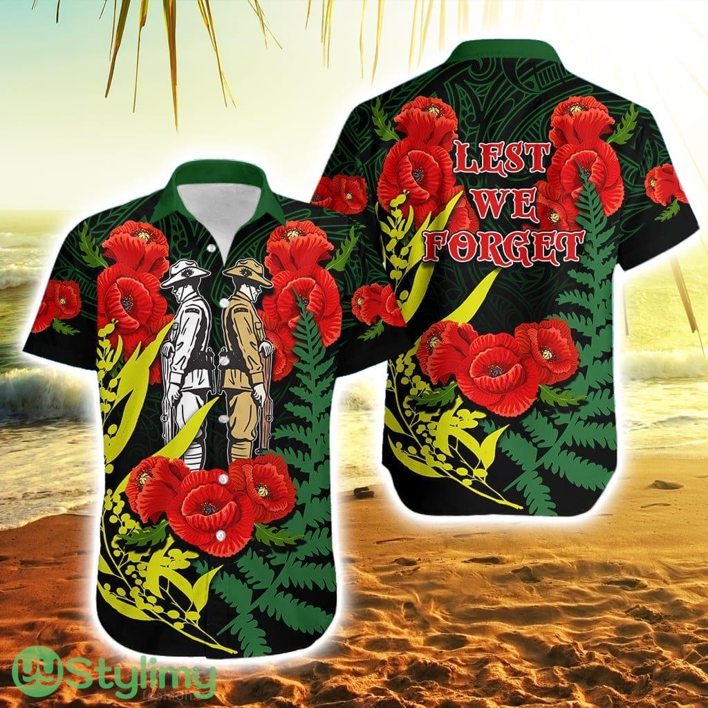 Anzac Day Hawaiian Shirt Maori Patterns Green Color - Stylimy